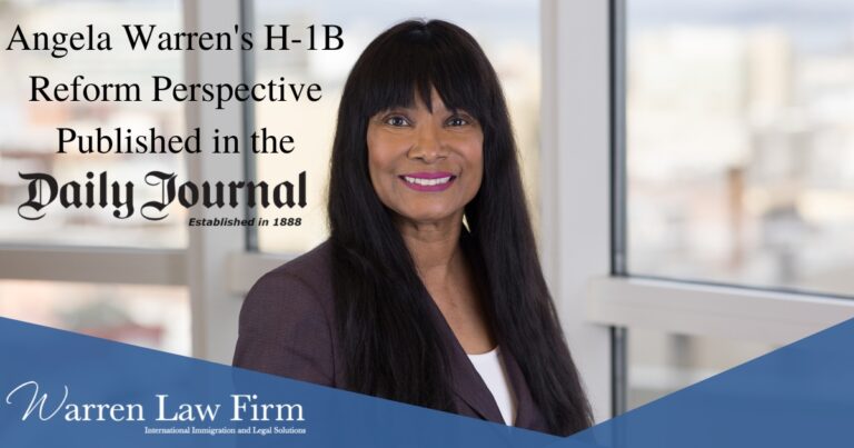 Daily Journal Highlights Angela Warren's Timely H-1B Reform Article